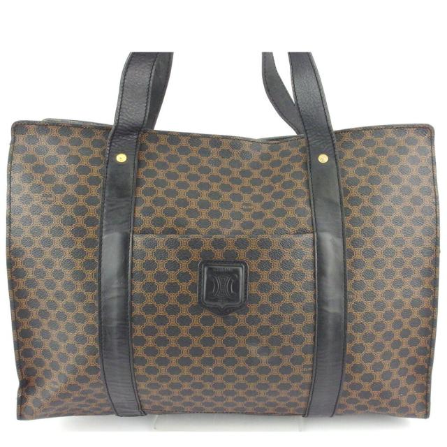 【BIGお買い物ラリー★30%OFFセール中】セリーヌ CELINE トートバッグマカダム ブラック ブラウン ゴールド レディース 中古