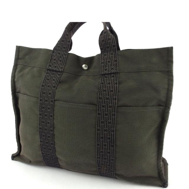 【BIGお買い物ラリー★30%OFFセール中】エルメス HERMES トートバッグエールライン トートMM ブラック グレー 灰色 シルバー レディース 中古