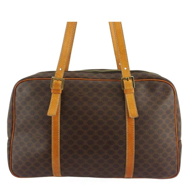 【BIGお買い物ラリー★30%OFFセール中】セリーヌ CELINE トートバッグマカダム ブラウン ベージュ ゴールド レディース 中古