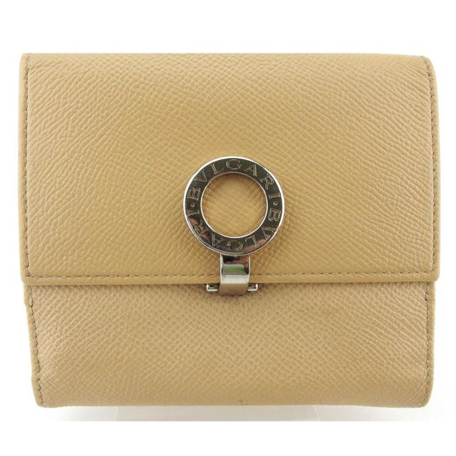 【BIGお買い物ラリー★30%OFFセール中】ブルガリ BVLGARI 二つ折り財布ブルガリブルガリ ベージュ シルバー レディース 中古