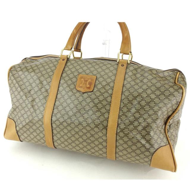 【X'masセール★30%OFF】セリーヌ CELINE ボストンバッグマカダム ベージュ ブラウン ゴールド レディース 中古