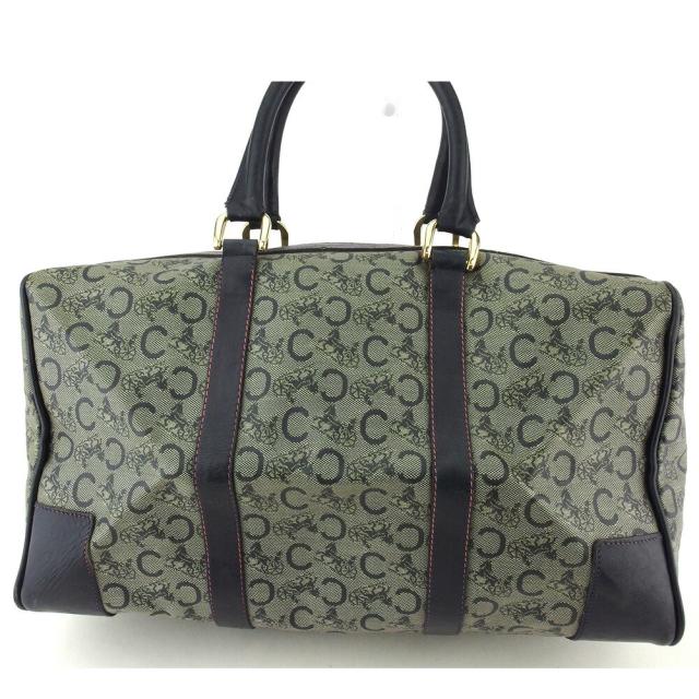 【BIGお買い物ラリー★30%OFFセール中】セリーヌ CELINE ボストンバッグCマカダム オールドセリーヌ ネイビー グレー 灰色 ゴールド ピンク レディース 中古