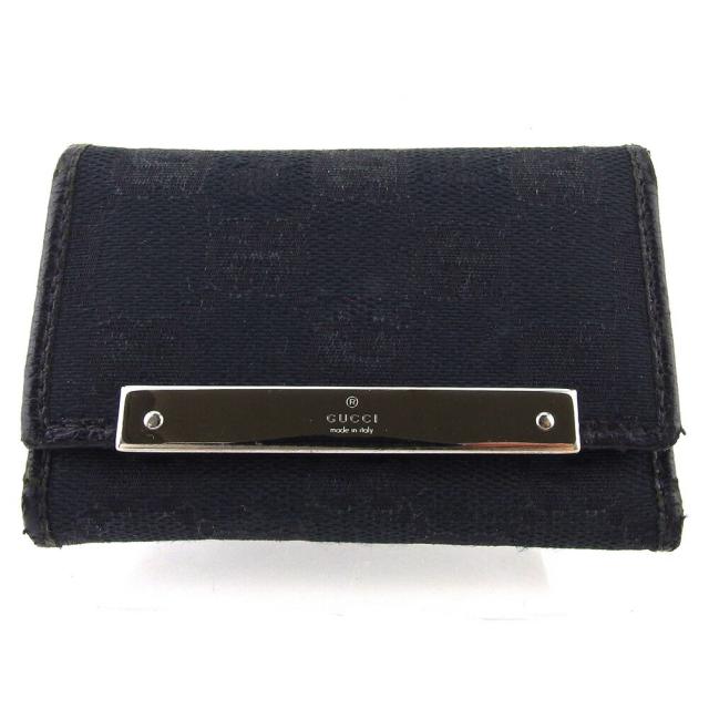 【BIGお買い物ラリー★30%OFFセール中】グッチ GUCCI キーケースGGキャンバス ブラック シルバー レディース 中古