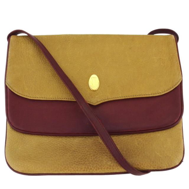【BIGお買い物ラリー★30%OFFセール中】カルティエ CARTIER ショルダーバッグマストライン ベージュ ボルドー ゴールド レディース 中古