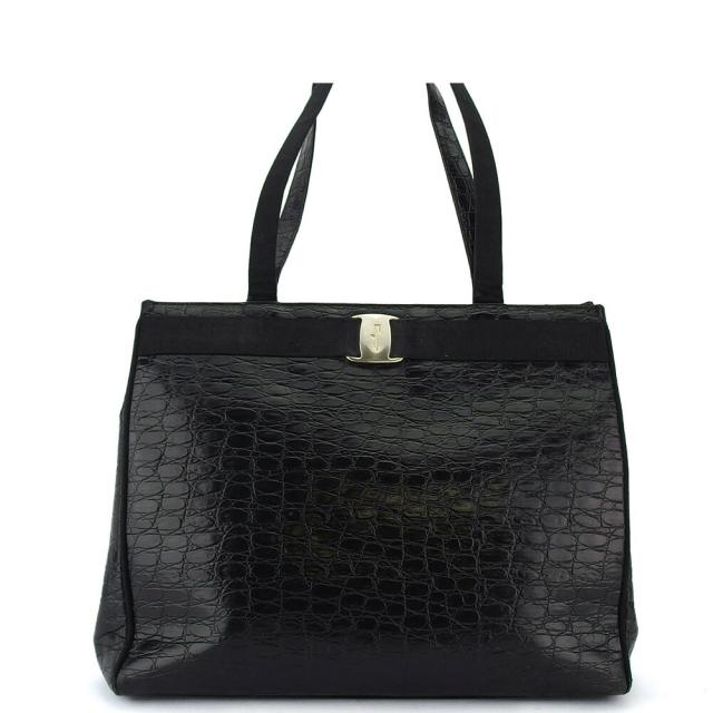 【BIGお買い物ラリー★30%OFFセール中】サルヴァトーレフェラガモ Salvatore Ferragamo トートバッグヴァラ金具 ブラック レディース 中古