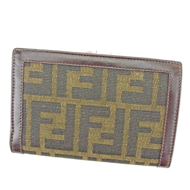 【BIGお買い物ラリー★30%OFFセール中】フェンディ FENDI 二つ折り財布ズッカ ブラウン ブラック ベージュ シルバー レディース 中古