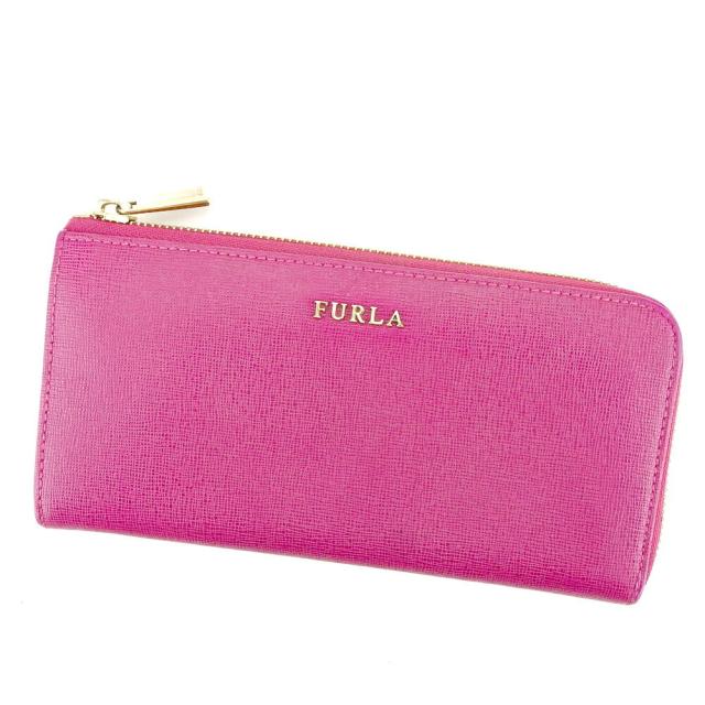 【BIGお買い物ラリー★30%OFFセール中】フルラ Furla 長財布ロゴ パープル ゴールド レディース 中古