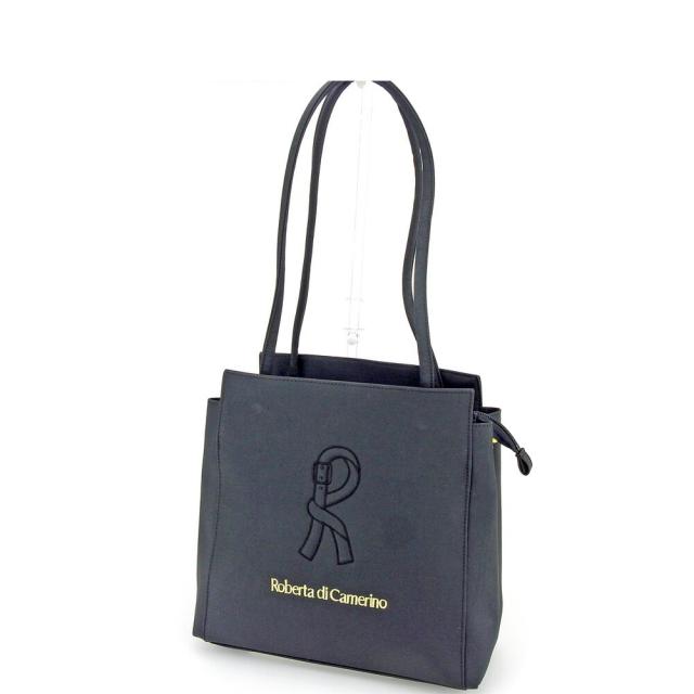 【BIGお買い物ラリー★30%OFFセール中】ロベルタ・ディ・カメリーノ Roberta di Camerino トートバッグRマーク ブラック ゴールド レディース 中古