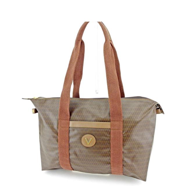 【BIGお買い物ラリー★30%OFFセール中】マリオ・ヴァレンティノ MARIO VALENTINO トートバッグVマーク ブラウン ベージュ系 レディース 中古