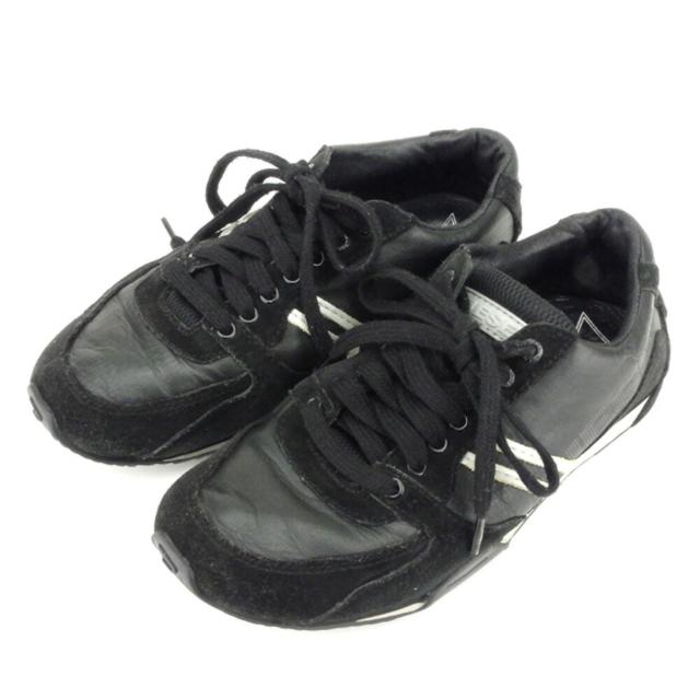 【BIGお買い物ラリー★30%OFFセール中】ディーゼル DIESEL スニーカーローカット ♯22.5 ブラック グレー 灰色 シルバー レディース 中古
