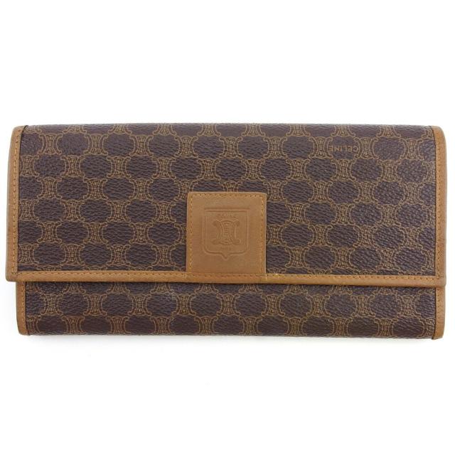 【BIGお買い物ラリー★30%OFFセール中】セリーヌ CELINE 長財布マカダム ブラウン ベージュ レディース 中古