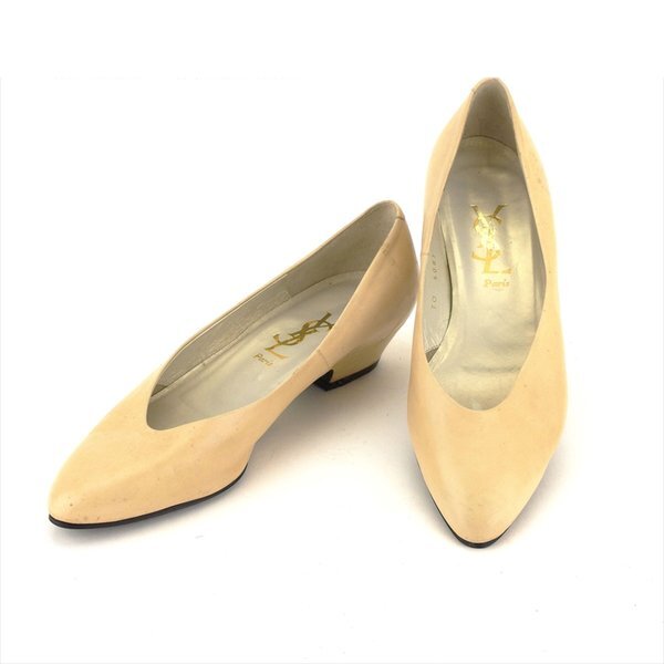 【BIGお買い物ラリー★30%OFFセール中】サンローラン SAINT LAURENT パンプスポインテッドトゥ ♯36 ベージュ レディース 中古