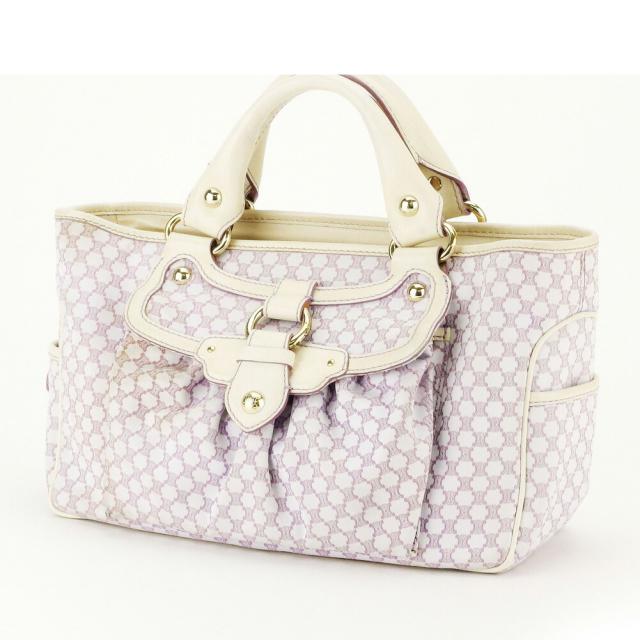 【BIGお買い物ラリー★30%OFFセール中】セリーヌ CELINE トートバッグマカダム ブギーバッグ パープル ベージュ ゴールド レディース 中古