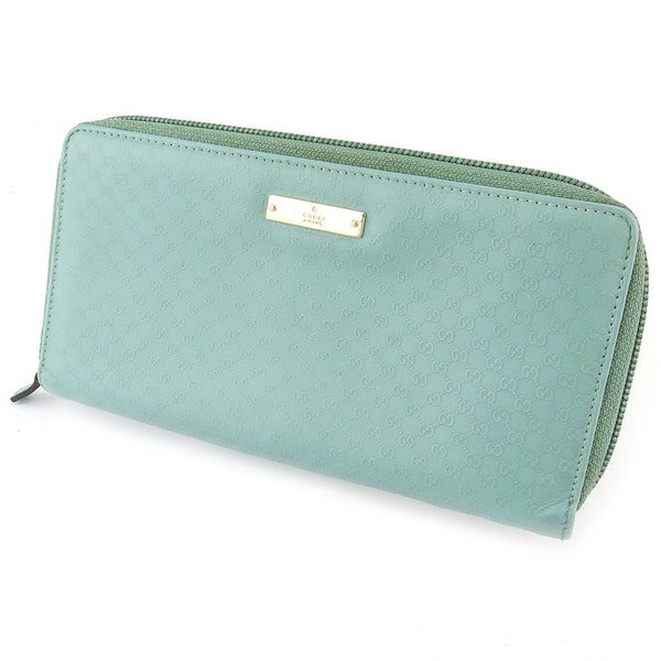 【BIGお買い物ラリー★30%OFFセール中】グッチ GUCCI 長財布マイクロGG ブルー レディース 中古