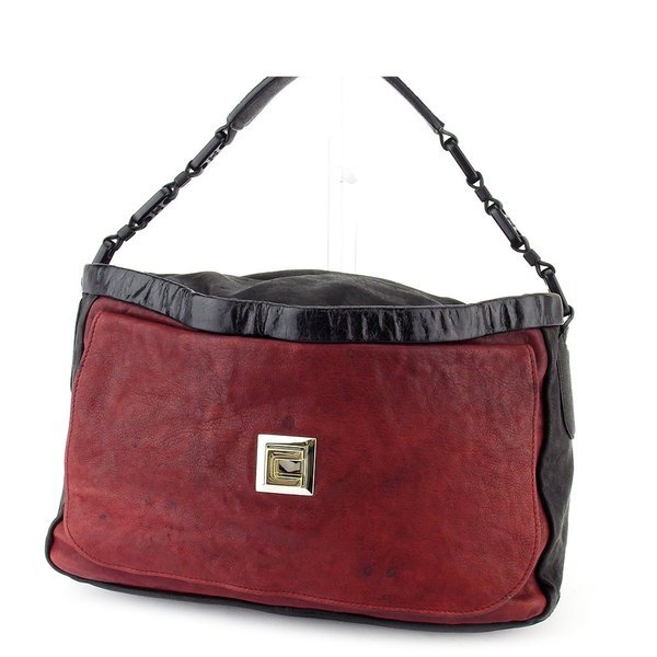 【BIGお買い物ラリー★30%OFFセール中】セリーヌ CELINE ショルダーバッグハラコ ブラック　ボルドー レディース 中古