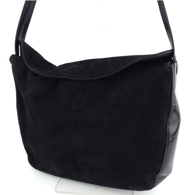 【BIGお買い物ラリー★30%OFFセール中】バリー BALLY ショルダーバッグ異素材コンビ ブラック シルバー レディース 中古