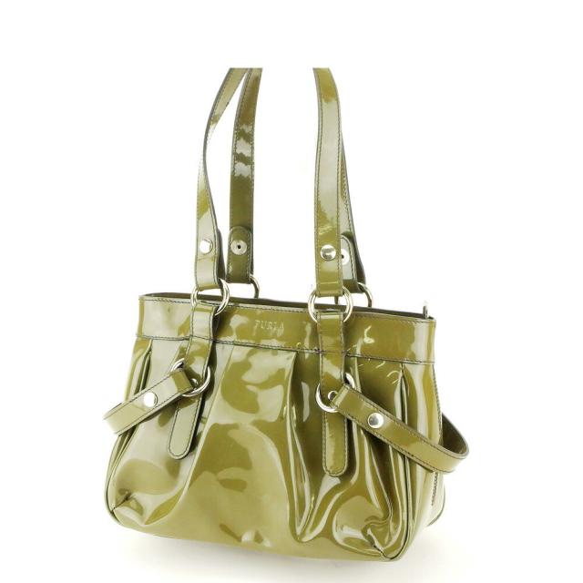 【BIGお買い物ラリー★30%OFFセール中】フルラ Furla ハンドバッグタック入り グリーン シルバー系 レディース 中古