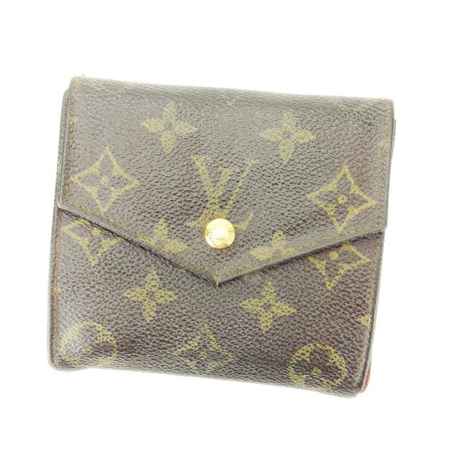 【BIGお買い物ラリー★30%OFFセール中】ルイ・ヴィトン LOUIS VUITTON 二つ折り財布モノグラム ポルトモネビエ（旧タイプ） ブラウン ベージュ ゴールド レディース 中古