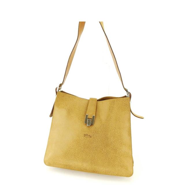 【BIGお買い物ラリー★30%OFFセール中】ロンシャン Longchamp ショルダーバッグ乗馬マーク ベージュ ブラウン シルバー レディース 中古