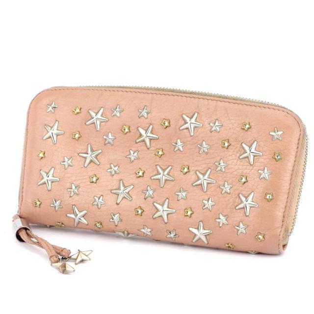 【BIGお買い物ラリー★30%OFFセール中】ジミーチュウ JIMMY CHOO 長財布スタースタッズ ラインストーン ピンク シルバー ゴールド レディース 中古
