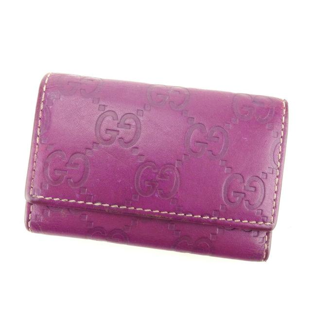 【BIGお買い物ラリー★30%OFFセール中】グッチ GUCCI キーケースグッチシマ パープル ゴールド レディース 中古