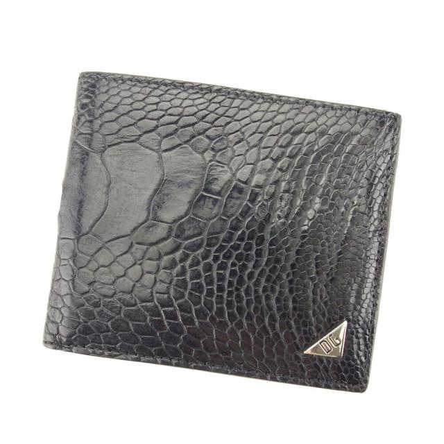 【BIGお買い物ラリー★30%OFFセール中】ドルチェアンドガッバーナ DOLCE&GABBANA 札入れクロコ調 ドル札用 ブラック シルバー レディース 中古