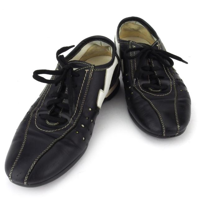 【X'masセール★30%OFF】サルヴァトーレフェラガモ Salvatore Ferragamo スニーカーガンチーニ #6 ブラック ホワイト 白 レディース 中古