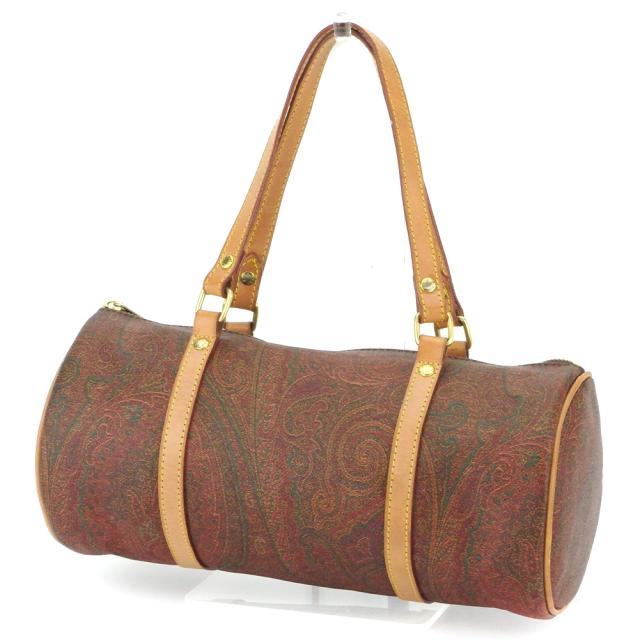 【BIGお買い物ラリー★30%OFFセール中】エトロ ETRO ハンドバッグペイズリー ブラウン系 ベージュ ゴールド レディース 中古