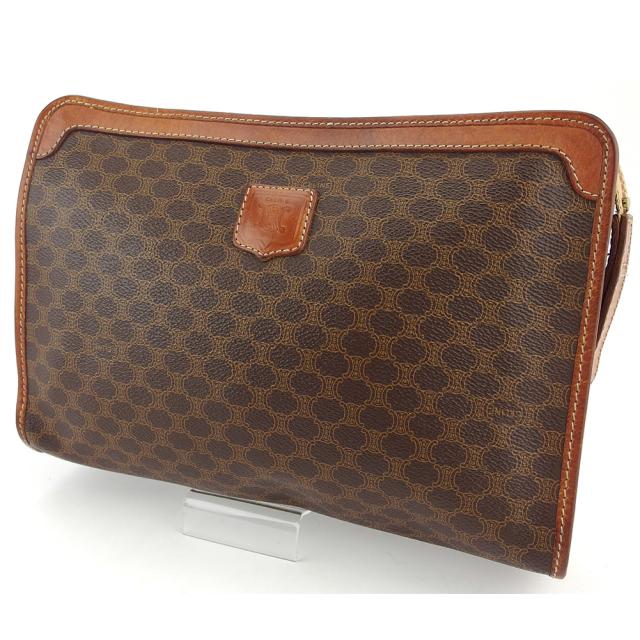 【BIGお買い物ラリー★30%OFFセール中】セリーヌ CELINE クラッチバッグマカダム ブラウン ベージュ レディース 中古