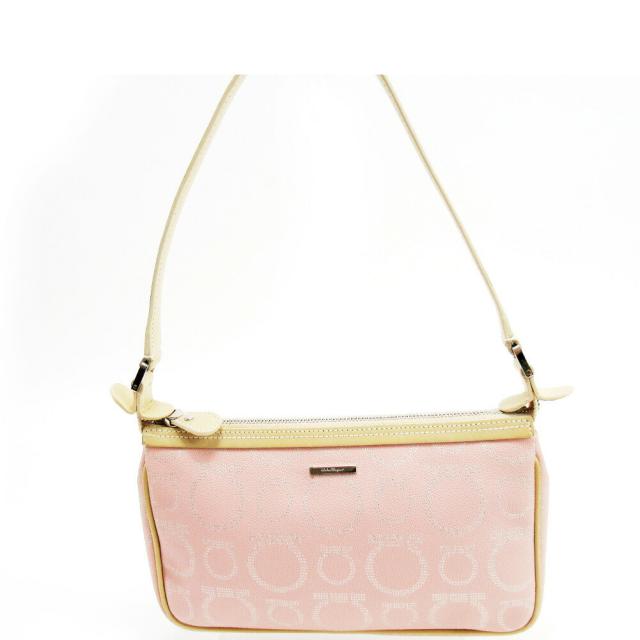 【BIGお買い物ラリー★30%OFFセール中】サルヴァトーレフェラガモ Salvatore Ferragamo ハンドバッグガンチーニ ピンク ベージュ レディース 中古