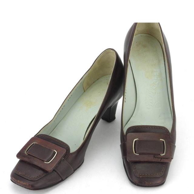【BIGお買い物ラリー★30%OFFセール中】サルヴァトーレフェラガモ Salvatore Ferragamo パンプス #4ハーフ ブラウン レディース 中古