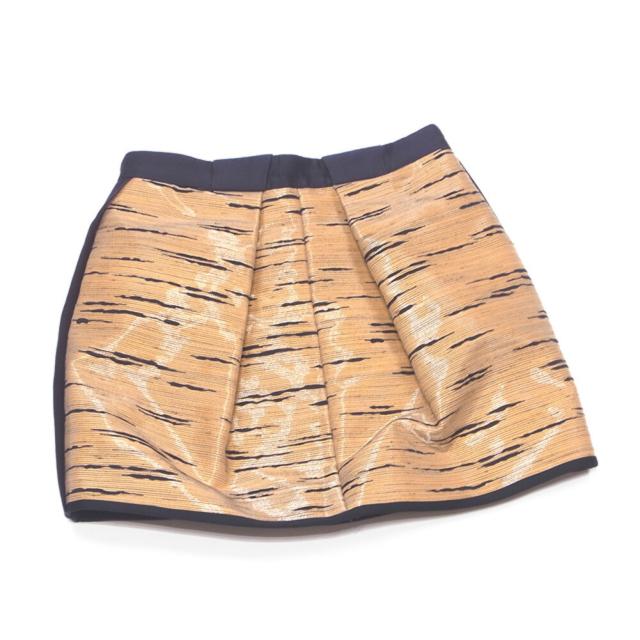 【X'masセール★30%OFF】バレンシアガ BALENCIAGA スカート柄切替え ♯34サイズ ベージュ ネイビー レディース 中古