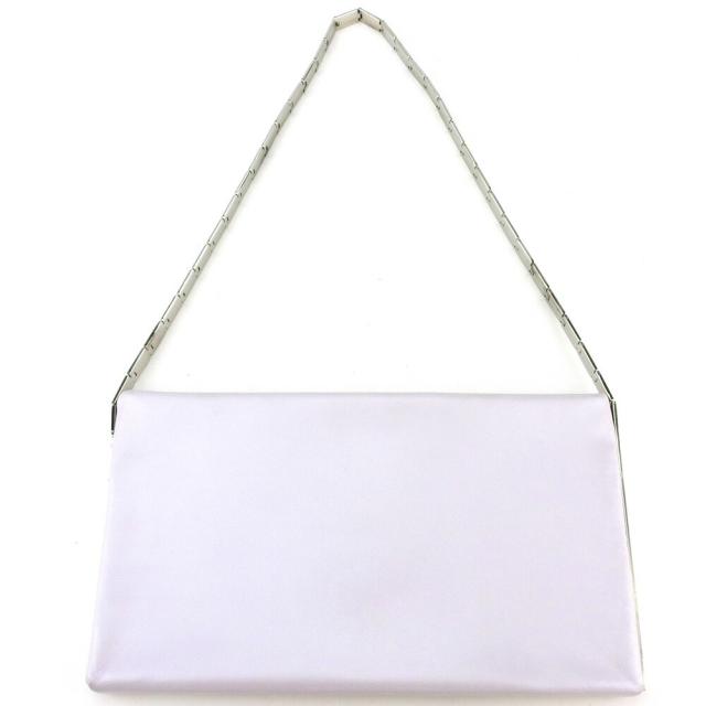 【BIGお買い物ラリー★30%OFFセール中】ランバン LANVIN ショルダーバッグチェーンショルダー ホワイト 白 パープル シルバー系 レディース 中古