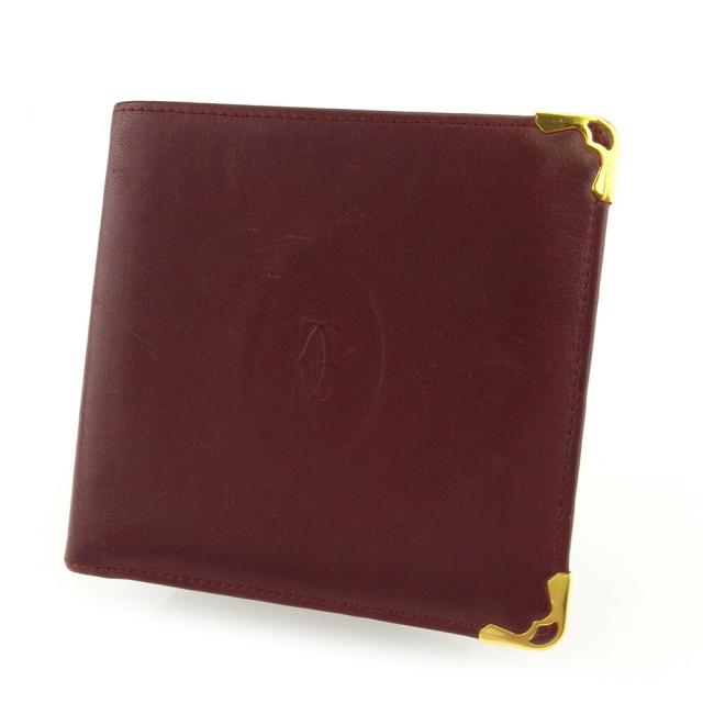 【BIGお買い物ラリー★30%OFFセール中】カルティエ CARTIER 札入れマストライン ボルドー レディース 中古