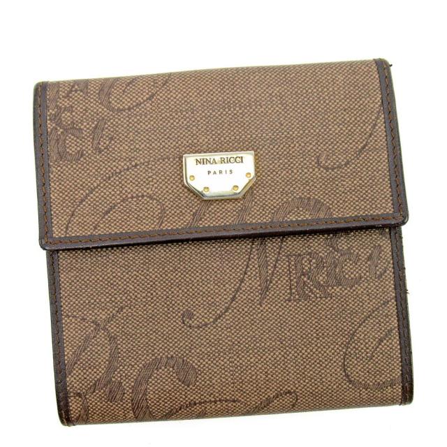 【BIGお買い物ラリー★30%OFFセール中】ニナリッチ NINA RICCI 二つ折り財布 ベージュ　ブラウン レディース 中古