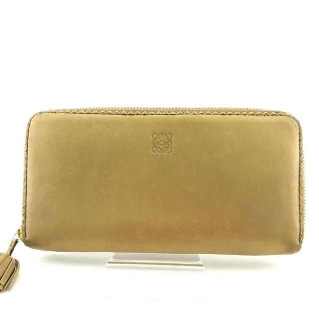 【BIGお買い物ラリー★30%OFFセール中】ロエベ LOEWE 長財布アナグラム ミニタッセル付き ゴールド レディース 中古