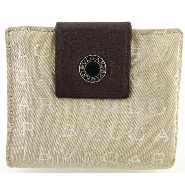 【BIGお買い物ラリー★30%OFFセール中】ブルガリ BVLGARI 二つ折り財布ロゴマニア ベージュ ブラウン レディース 中古