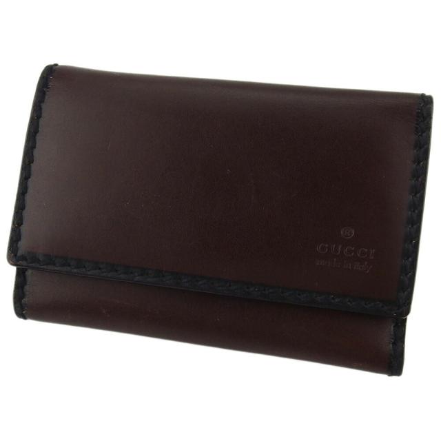 【BIGお買い物ラリー★30%OFFセール中】グッチ GUCCI キーケースロゴ ブラウン ブラック レディース 中古