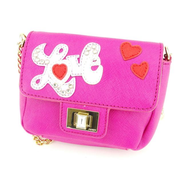 【X'masセール★30%OFF】ジューシークチュール JUICY COUTURE ショルダーバッグラインストーン ピンク　ゴールド レディース 中古