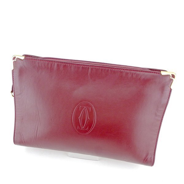 【BIGお買い物ラリー★30%OFFセール中】カルティエ CARTIER クラッチバッグマストライン ボルドー ゴールド レディース 中古