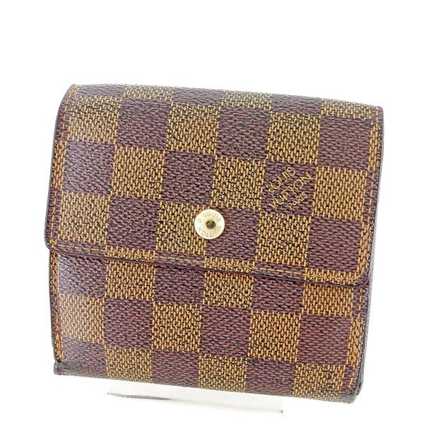 【BIGお買い物ラリー★30%OFFセール中】ルイ・ヴィトン LOUIS VUITTON 二つ折り財布ダミエ ポルトフォイユエリーズ ブラウン ベージュ ゴールド レディース 中古