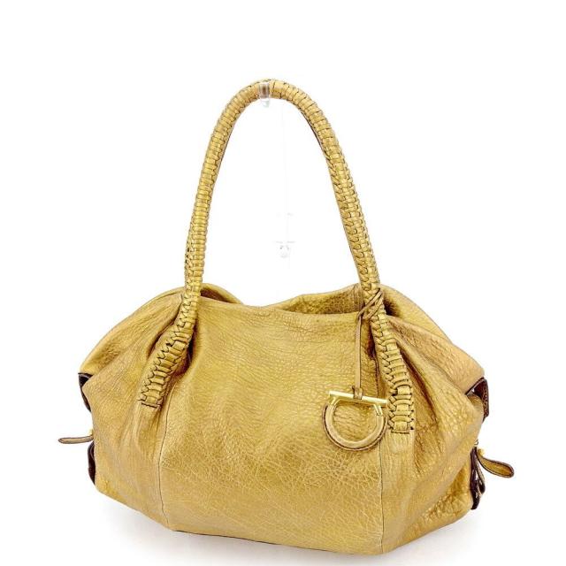 【BIGお買い物ラリー★30%OFFセール中】サルヴァトーレフェラガモ Salvatore Ferragamo トートバッグガンチーニ ゴールド レディース 中古