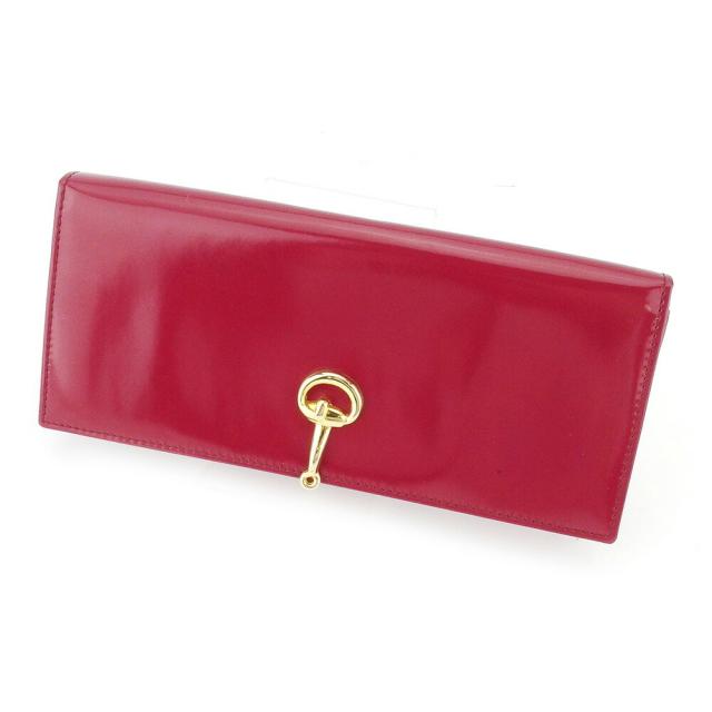 【X'masセール★30%OFF】グッチ GUCCI 長財布ホースビット レッド ゴールド レディース 中古