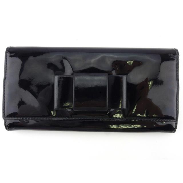 【X'masセール★30%OFF】ミュウミュウ MIUMIU 長財布リボン ブラック パープル ゴールド レディース 中古