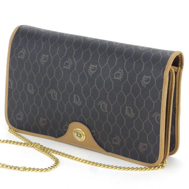 【X'masセール★30%OFF】ディオール Dior ショルダーバッグロゴ柄 オールドディオール ブラック×ベージュ×ゴールド レディース 中古
