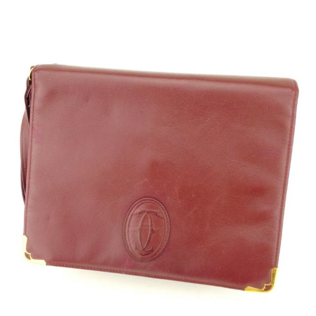 【BIGお買い物ラリー★30%OFFセール中】カルティエ CARTIER クラッチバッグマストライン ボルドー ゴールド レディース 中古