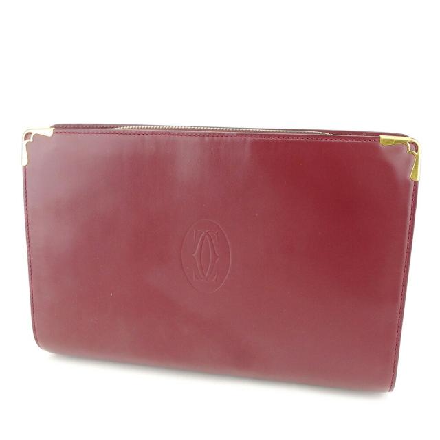 【X'masセール★30%OFF】カルティエ CARTIER クラッチバッグマストライン ボルドー ゴールド レディース 中古