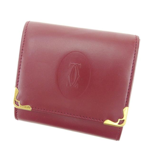 【BIGお買い物ラリー★30%OFFセール中】カルティエ CARTIER ケースマストライン スクエアフォルム ボルドー ゴールド レディース 中古