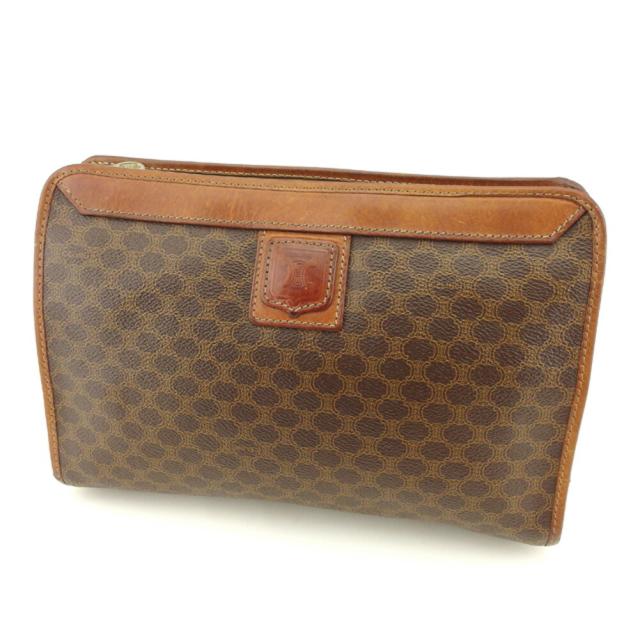 【X'masセール★30%OFF】セリーヌ CELINE クラッチバッグマカダム ブラウン ベージュ レディース 中古