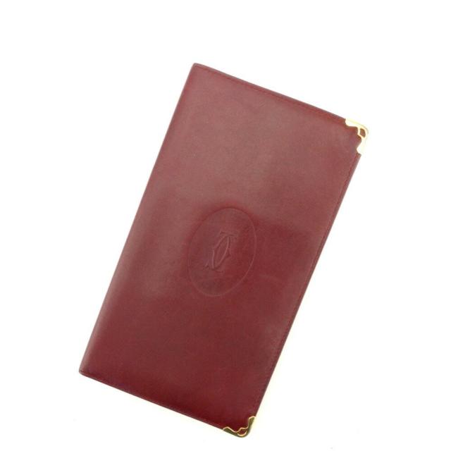 【BIGお買い物ラリー★30%OFFセール中】カルティエ CARTIER 札入れマストライン ボルドー ゴールド レディース 中古
